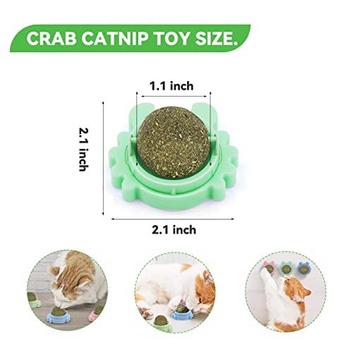 Aucenix Catnip Balls Toy for Cat, Wall Catnip Roller for Cat Licking, Teeth Cleaning Dental Edible Kitten Toy, Natural Rotating Crab Cat Toy (Green)