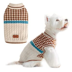 ispet knitted dog sweater - thickening small doggy sweatshirt doggy winter clothes - cable knit pet vest warm outfit for dog puppy cold weather blue