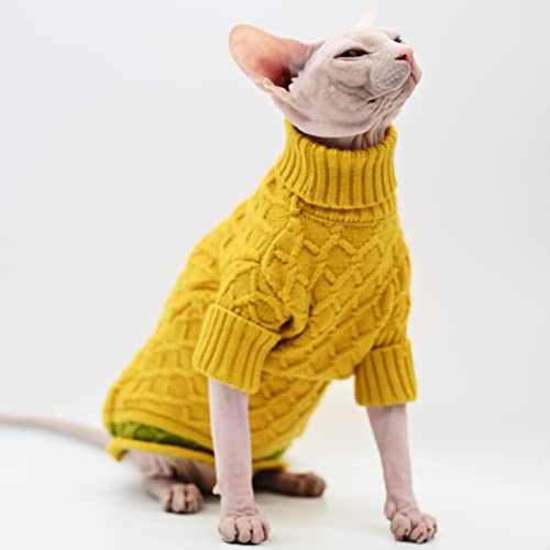 Sphynx Cat Clothes Knitted Soft High-end Fashion High-Neck Thickened Warm Winter Hairless Cat Clothes Devon Cornish Cat Clothes (X-Large)