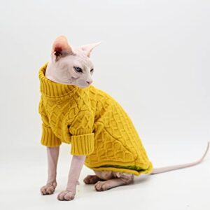 Sphynx Cat Clothes Knitted Soft High-end Fashion High-Neck Thickened Warm Winter Hairless Cat Clothes Devon Cornish Cat Clothes (X-Large)