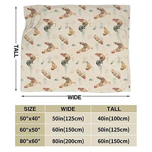 Cute Country Farm Rooster Blanket Ultra Soft Flannel Throw Blanket Warm Cozy Blanket Gifts for Kids Adults All Season 50"X40"