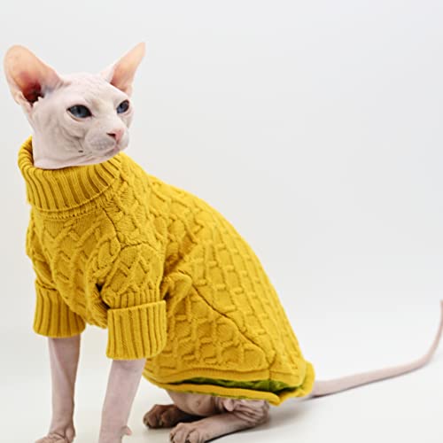 Sphynx Cat Clothes Knitted Soft High-end Fashion High-Neck Thickened Warm Winter Hairless Cat Clothes Devon Cornish Cat Clothes (XX-Large)