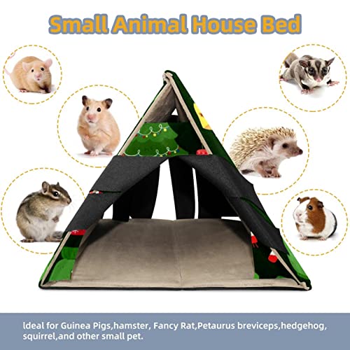 Y-DSIWX Guinea Pig Hideout House Bed, Christmas Elements Rabbit Cave, Squirrel Chinchilla Hamster Hedgehog Nest Cage