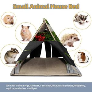 Y-DSIWX Guinea Pig Hideout House Bed, Christmas Ball Xmas Tree Grey Wooden Texture Rabbit Cave, Squirrel Chinchilla Hamster Hedgehog Nest Cage