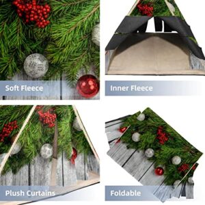 Y-DSIWX Guinea Pig Hideout House Bed, Christmas Ball Xmas Tree Grey Wooden Texture Rabbit Cave, Squirrel Chinchilla Hamster Hedgehog Nest Cage