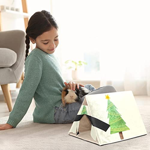 Y-DSIWX Guinea Pig House Bed, Rabbit Large Hideout, Small Animals Nest Hamster Cage Habitats Yellow Ribborn Christmas Tree