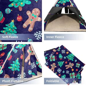 Y-DSIWX Guinea Pig House Bed, Rabbit Large Hideout, Small Animals Nest Hamster Cage Habitats Purple Christmas Tree & Gingerbreads