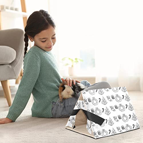 Y-DSIWX Guinea Pig Hideout Cozy Hamster House Cave for Bunny Chinchilla Hedgehog Small Animal Christmas Wreath and Candles