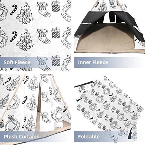 Y-DSIWX Guinea Pig Hideout Cozy Hamster House Cave for Bunny Chinchilla Hedgehog Small Animal Christmas Wreath and Candles