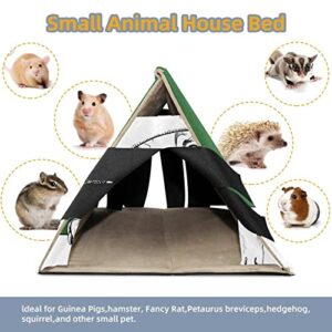 Y-DSIWX Guinea Pig House Bed, Rabbit Large Hideout, Small Animals Nest Hamster Cage Habitats Merry Christmas Dog with Red Hat Paint Green White