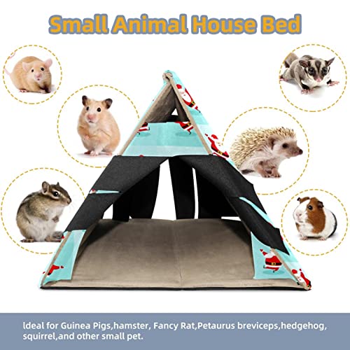 Y-DSIWX Guinea Pig House Bed, Rabbit Large Hideout, Small Animals Nest Hamster Cage Habitats Funny Santa Claus Dancing Cute Christmas Element