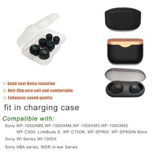 Luckvan Memory Foam Eartips for Sony WF-C500/LinkBuds S Earbuds Tips Sony WF-1000XM4/1000XM3 WF-1000XM5 WF-XB700 WI-1000X fit Charging Case 3 Pairs LMS Black