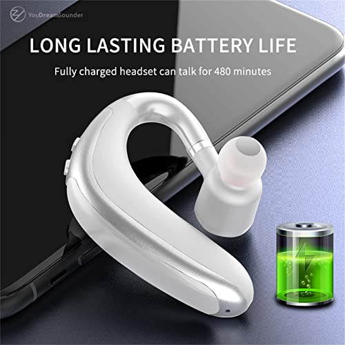 Wireless Bluetooth Headset 5.0 in Ear Wireless Car Driving Headset Single Handfree with Microphone - Ergonomic Design - Lightweight - Connect to Mobile (Black)