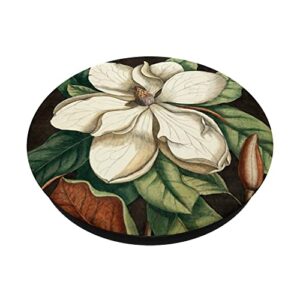 Magnolia Flower Rustic Vintage Botanical Illustration PopSockets Swappable PopGrip