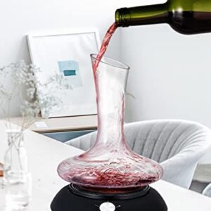 Wine Decanter Set, Red Wine Carafe With Electric Shaker, Automatic Rotation Wine Aerator Decanter. Lead-free Crystal Glass Cleaning Beads. Idea Gift for Wine Lovers,Christmas,Birthday, ect.