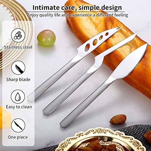 Kyraton Cheese Knife Set of 3, Charcuterie Accessories, Ergonomic Design Cheese Cutter Knives for All Type of Cheese, Cheese Slicer Butter Knife Spreader