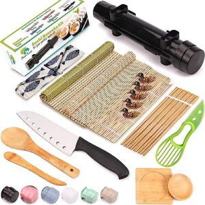 smiletools sushi making kit - 22 piece sushi making kit for beginners & pros sushi makers, perfect diy sushi making accessories with sushi knife, 2 sushi mats, rice bazooka, chopsticks & more