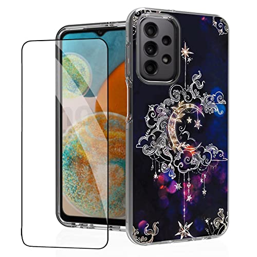 Samsung A23 5G Case, DDTKZC Wiccan Hybrid Hard PC Soft TPU Shockproof Protective Cover with Built-in Tempered Glass Screen Protector