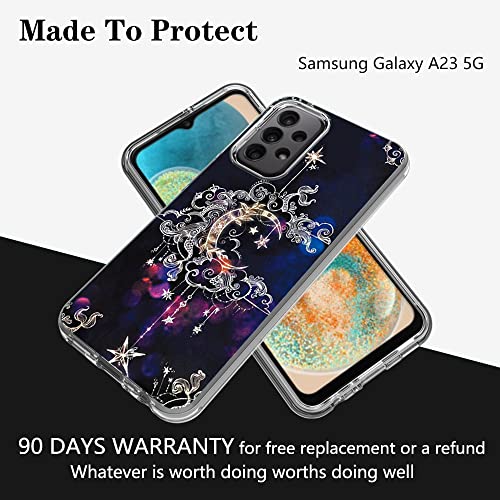 Samsung A23 5G Case, DDTKZC Wiccan Hybrid Hard PC Soft TPU Shockproof Protective Cover with Built-in Tempered Glass Screen Protector