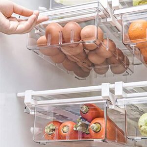 lalastar fridge drawers, 2-pack fridge organizers and storage clear, mini refrigerator organizer bins with handle, fit for fridge shelf under 0.6" (no divider)