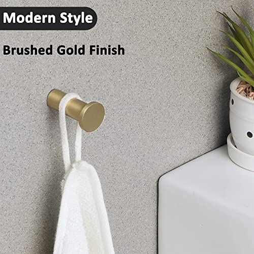 SAYAYO Gold Coat Hooks Wall Mounted, Towel Hooks for Bathrooms Mordern Robe Hooks, Heavy Duty Wall Hooks for Hanging, SUS 304 Stainless Steel 2 Packs