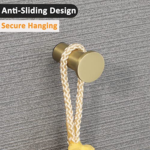 SAYAYO Gold Coat Hooks Wall Mounted, Towel Hooks for Bathrooms Mordern Robe Hooks, Heavy Duty Wall Hooks for Hanging, SUS 304 Stainless Steel 2 Packs