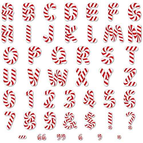 176 Pcs Candy Cane Letters Christmas Bulletin Board Letters 4.3 Inch Cardboard Alphabet Number Symbol Cutouts for Home Classroom Christmas Holiday Birthday Party School Decorations(Null)