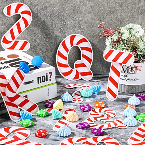 176 Pcs Candy Cane Letters Christmas Bulletin Board Letters 4.3 Inch Cardboard Alphabet Number Symbol Cutouts for Home Classroom Christmas Holiday Birthday Party School Decorations(Null)