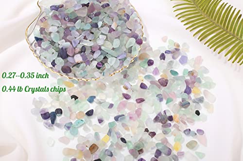 1lb Fluorite Aquarium Gravel Rocks Natural Tumbled Healing Crystal Chips Bulk Gemstones Crushed Stones for Fountain Vase Filler Planters Decorative Fish Tank Potted Reiki Energy Balancing