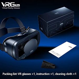 NEWSTYP 5~7inch VRG Pro 3D VR Glasses Virtual Reality Full Screen Visual Wide-Angle VR Glasses Box for 5 to 7 inch Smartphone Eyeglasses with Bluetooth Remote Control (Black Basic)