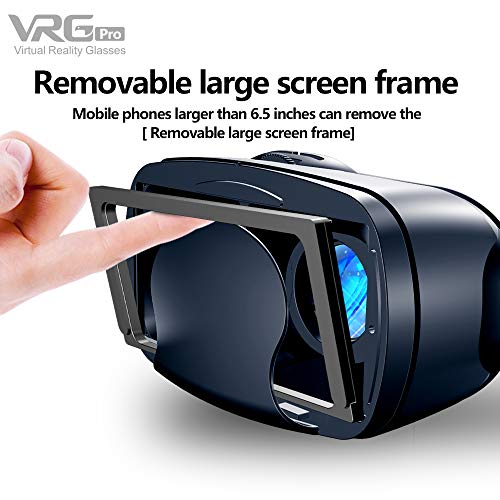 NEWSTYP 5~7inch VRG Pro 3D VR Glasses Virtual Reality Full Screen Visual Wide-Angle VR Glasses Box for 5 to 7 inch Smartphone Eyeglasses with Bluetooth Remote Control (Black Basic)