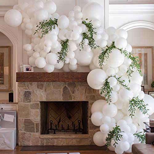 Henviro White Latex Party Balloons - 154 Pcs 5/10/12/18 Inch Balloons Helium Quality Latex Balloons As Birthday Party Balloons/Graduation Balloons/Valentines Day Balloons/Baby Shower/Wedding