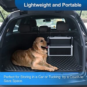 Extra Wide Dog Car Steps, Portable Aluminum Fram Large Dog Stairs for High Beds, Trucks, Cars and SUV, Lightweight Foldable Pet Ladder Ramp with Nonslip Surface Can Support 150-200 Lbs Large Dog