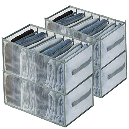 4PCS Extra Large 7 Compartments Wardrobe Clothes Organizer,Closet Organizers for Jeans,Pant,Sweater for Clothing,Clothes Drawer Organizer Dividers for Folded Clothes