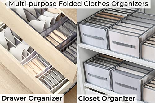 4PCS Extra Large 7 Compartments Wardrobe Clothes Organizer,Closet Organizers for Jeans,Pant,Sweater for Clothing,Clothes Drawer Organizer Dividers for Folded Clothes