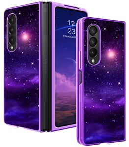 domaver for samsung galaxy z fold 4 case glow in the dark stylish nebula luminous slim lightweight protective case for samsung z fold4 5g- shining nebula