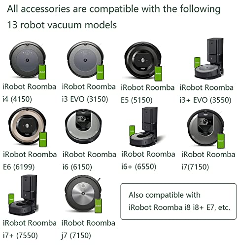 26 Replacement Parts for iRobot Roomba i7 i7+ i3 i3+ i4 i4+ i6 i6+ i8 i8+ j7 j7+/Plus E5 E6 E7 Robot Vacuum Accessories, 2 Multi-Surface Rubber Roller Brushes 8 Filters 8 Side Brushes 8 Vacuum Bags