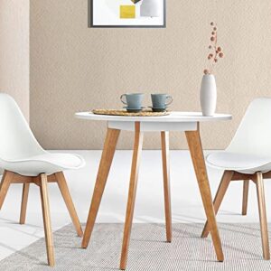 Comfy to go 31.5" Round Dining Table for 2-4 Person- Small Kitchen Table with Solid Wood Legs Modern Table for Dining Room, Kitchen, Leisure Cafe(White) Table Only