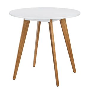 Comfy to go 31.5" Round Dining Table for 2-4 Person- Small Kitchen Table with Solid Wood Legs Modern Table for Dining Room, Kitchen, Leisure Cafe(White) Table Only