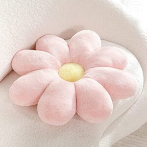 faux fur flower pillow super soft and cute floor pillow flower shaped decorative throw pillow comfortable seat cushion plush flower cushion (23.6inch, pink)