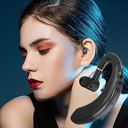 Bluetooth Single Ear Headphones Wireless Stereo Sound Noise Cancelling Earbuds with Microphone Ear Hook Headset for Driving Business Office Sports