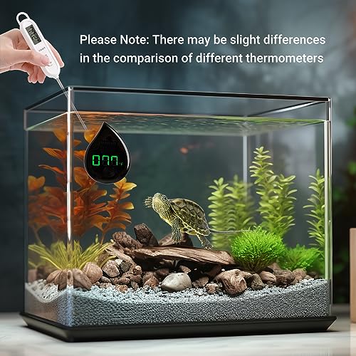 Fish Tank Temperature Gauge, Aggforbl Teardrop Aquarium Thermometer LED Digital Cordless Fish Tank Thermometer Outside Suitable for Betta Fish Axolotl