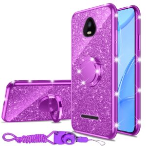 nancheng for schok volt sv55 phone case (sv55216), case schok volt sv55 girls women glitter cute soft tpu cover with ring kickstand strap lanyard bumper shockproof protective cell case - purple