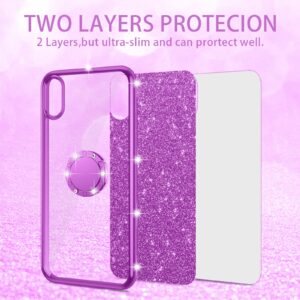 nancheng for Schok Volt SV55 Phone Case (SV55216), Case Schok Volt SV55 Girls Women Glitter Cute Soft TPU Cover with Ring Kickstand Strap Lanyard Bumper Shockproof Protective Cell Case - Purple