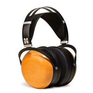 hifiman sundara closed-back over-ear planar magnetic wired hi-fi headphones with stealth magnet design, detachable cable, wood ear cups for home, studio, recording