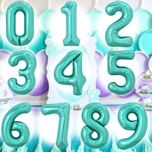 TONIFUL 40 Inch Large Teal Blue Number Balloons, Giant Jumbo Helium Foil Mylar Big Turquoise Number 2 Digital Two Balloons for Birthday Party Anniversary Wedding Decorations