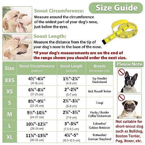 Dog Muzzle, Soft Mesh Muzzle for Small Medium Large Dogs, Adjustable Puppy Muzzles for Scavenging Biting Licking and Chewing, Allows Panting and Drinking (Black, L-(Snout:10¼"-12¼"))