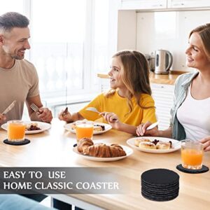 30 Pieces Round Slate Coasters Drink Coasters Bulk, 4 Inch Stone Coasters Bar Coasters Black Cup Coaster with Anti Scratch Bottom for Home Drinks Table Kitchen Housewarming Gifts