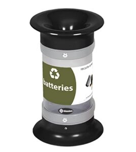 glasdon c-thru 5q battery recycling tube (black) – small battery recycling bin – compact 5q transparent battery collection tube – standard/recycle across america decals (recycle across america decal)