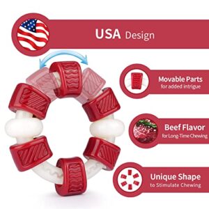 Compernee Dog Chew Toys for Aggressive Chewers, Indestructible Dog Toys for Large Dogs Aggressive Chewers, Nylon Tough Large Dog Toys for Chewers, Ring Dog Chew Toy Gift, Beef Flavor